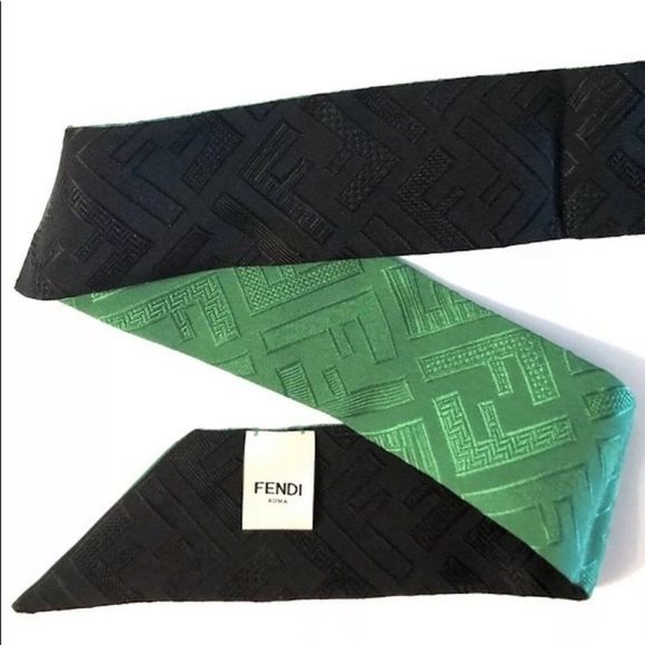 Fendi | Accessories | Brandnew Fendi Ff Logo Print Wrappy Skinny Scarf ...